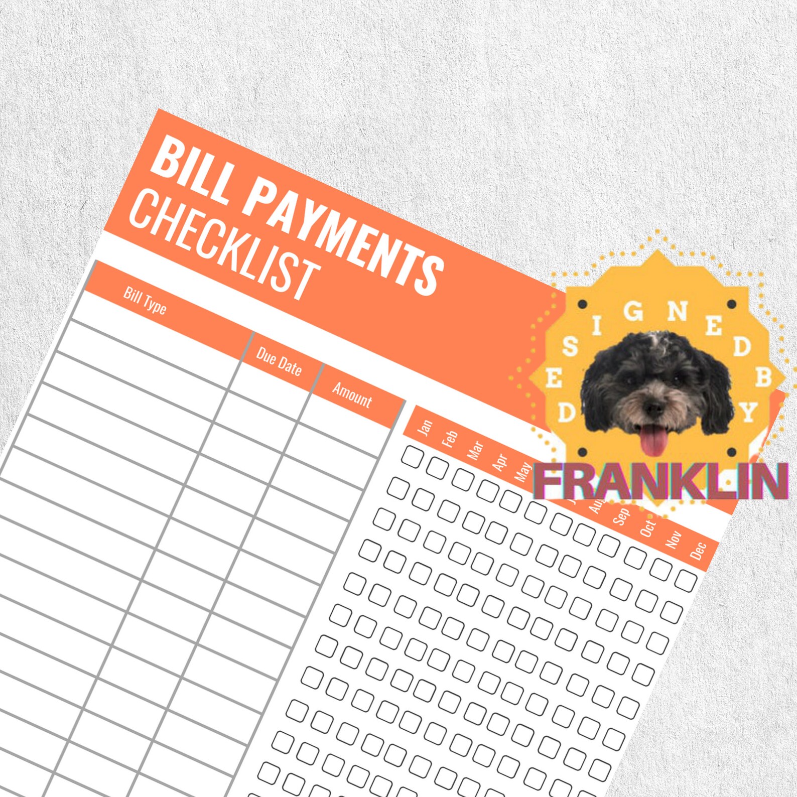 Bill Payment Checklist Bill Tracker Canva Editable / | Etsy