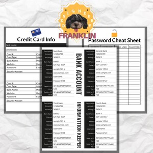 Bank Account Information Keeper Canva Editable Credit Card | Etsy