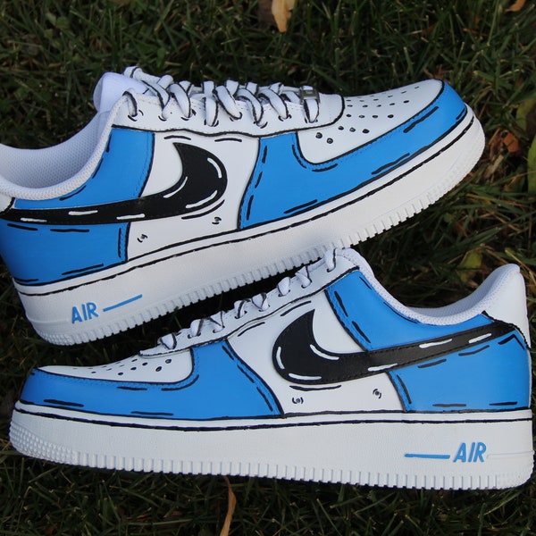 Custom Air Force 1 Cartoon Blue - Etsy