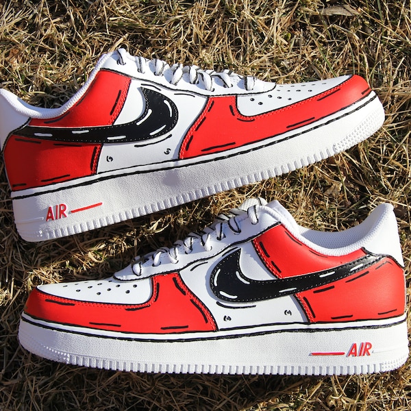 Nike Air Force 1 Customs Red - Etsy
