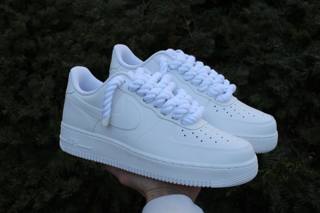 Custom Air Force 1 White "matte White Rope Laces" // Rope Laced Custom ...