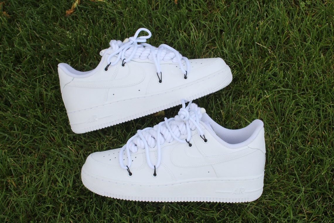 Custom Air Force 1 "matte White Rope Laces" // Overlay Laced Custom ...