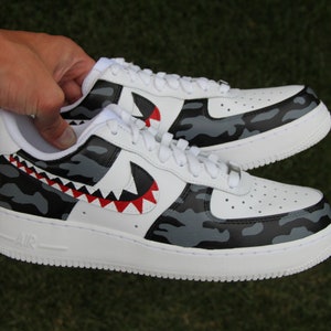Custom Air Force 1 "camo Scatter" // Cartoon Black Grey Camo Custom ...
