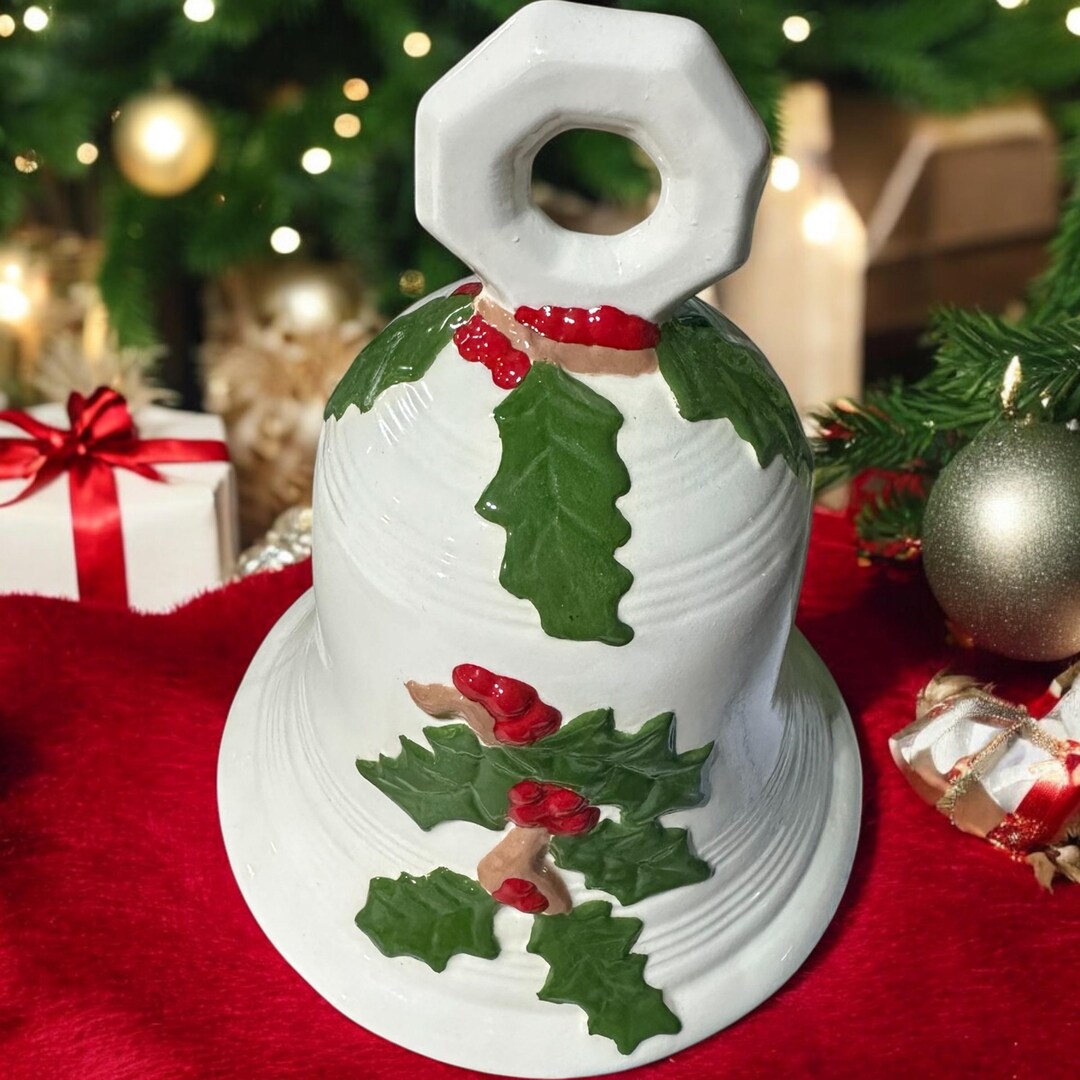 Vintage Ceramic Large Christmas Bell, - Etsy