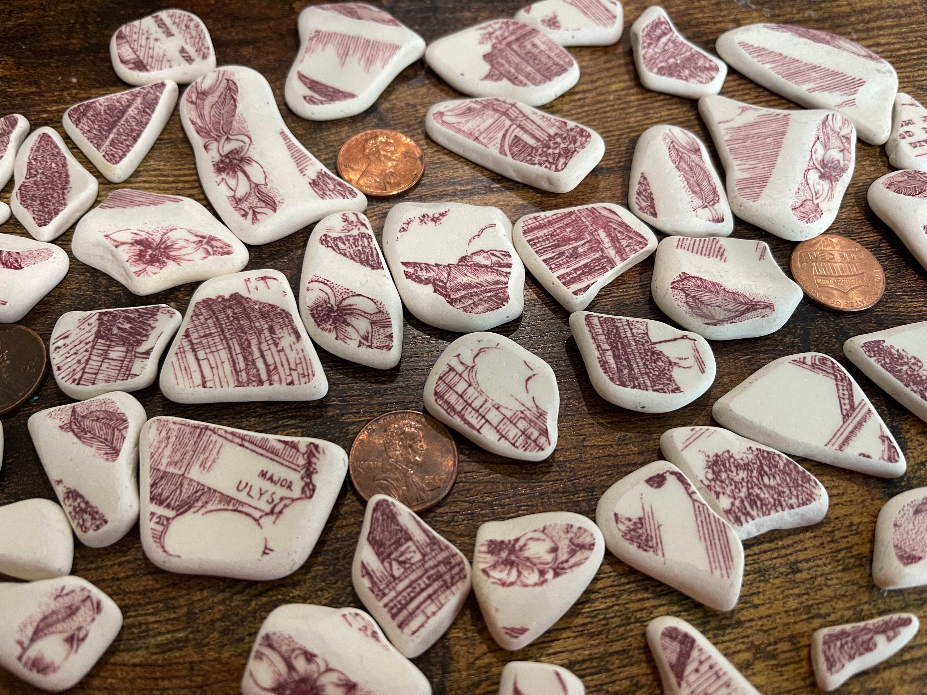 Homemade Red and White Sea Pottery 40 Pieces Sea Pottery - Etsy