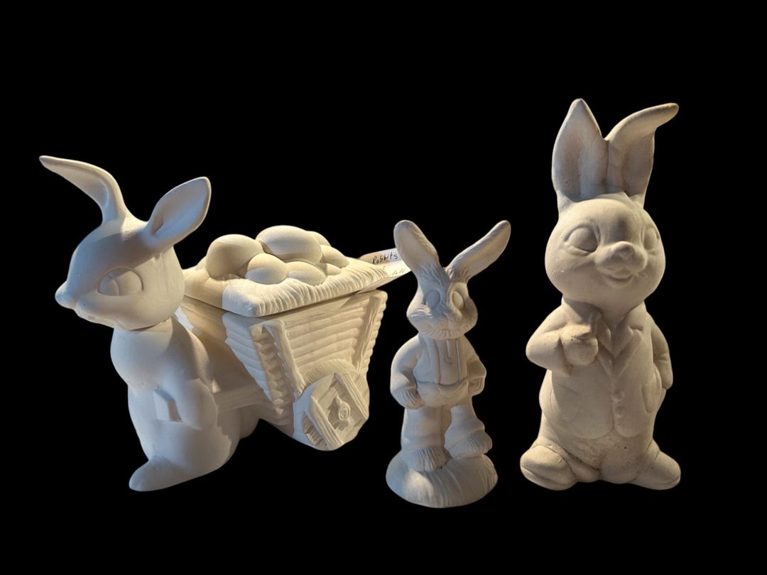 Vintage Ceramic Bisque Ready to Paint Easter Decor, U Paint, Bunny ...