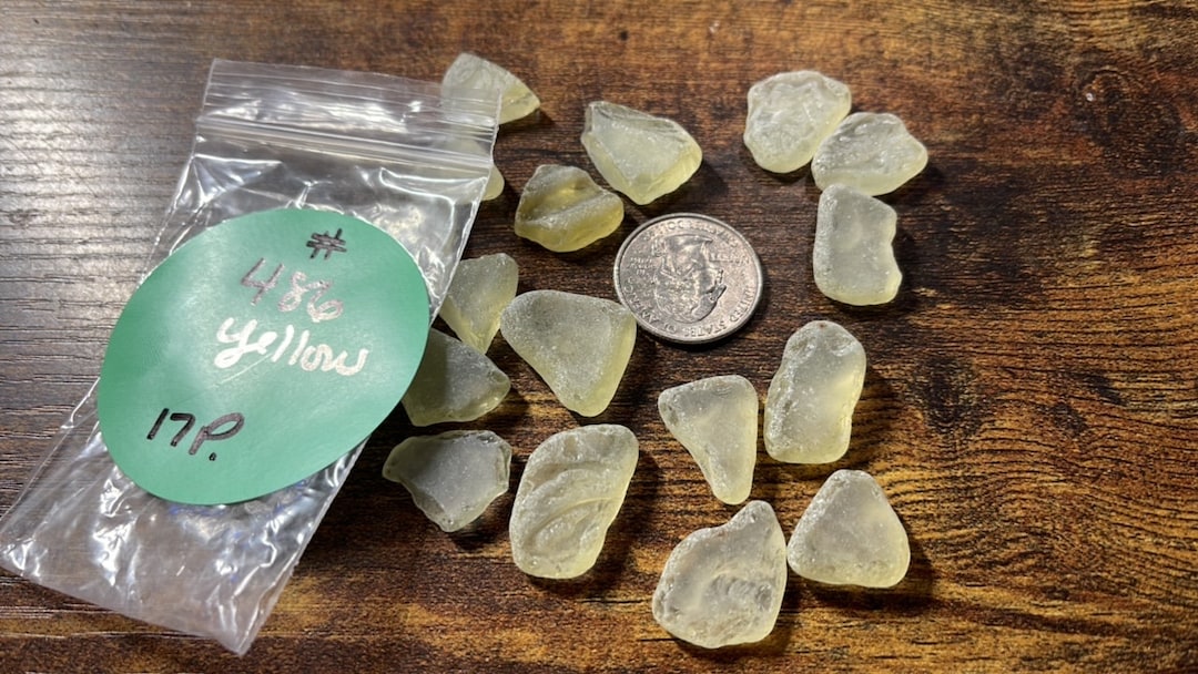 Homemade Yellow Sea Glass, Surf Yellow Glass, Vintage Yellow Glass ...
