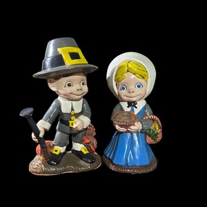 Vintage Ceramic Pilgrim Couple, Vintage Thanksgiving Man and Woman, - Etsy