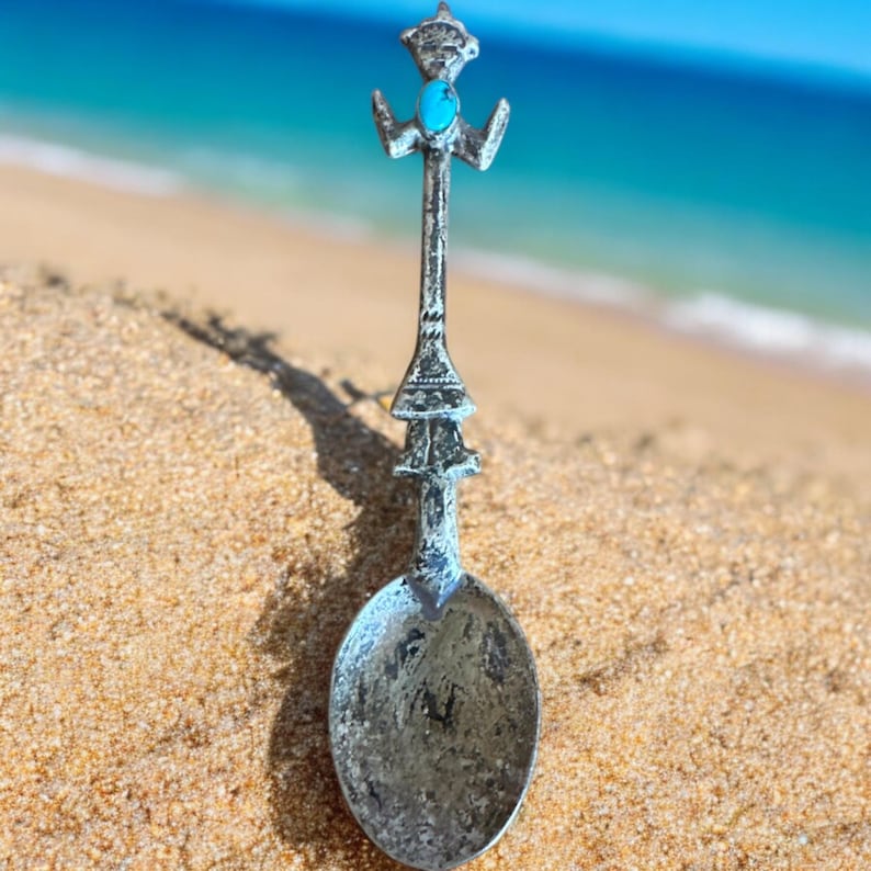 Native American Sterling Souvenir Spoon Signed FJ Sterling Silver With ...