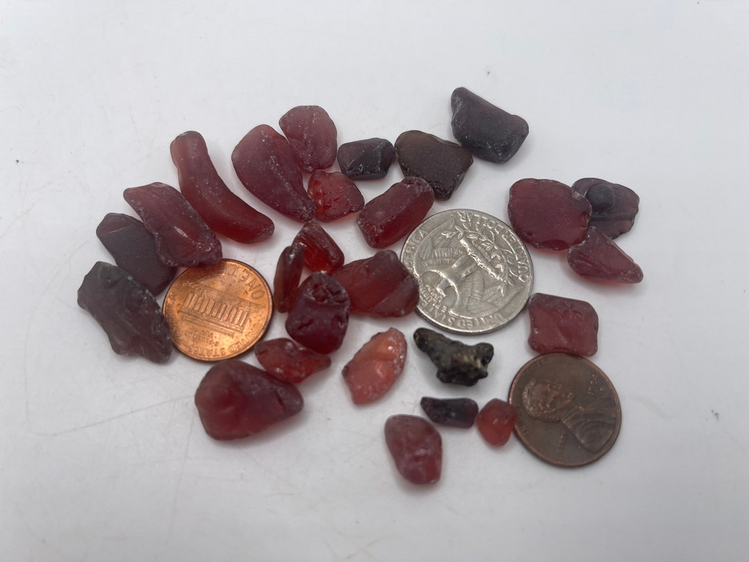 Red Recycled Glass, Jewelry Red Glass, Craft Glass, Red Tumbled Glass ...