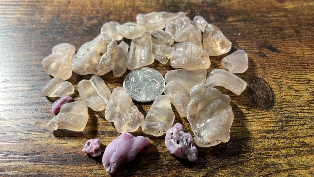 Recycled Pink Glass, Tumbled Pink Glass, Pink Homemade Sea Glass, Pink ...