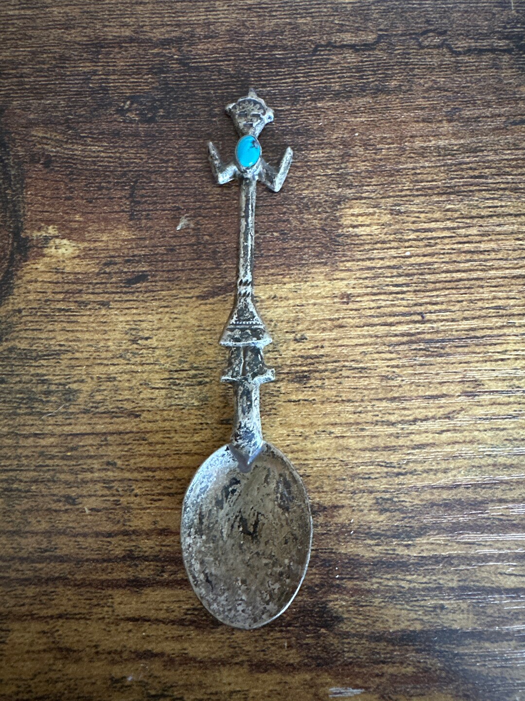 Native American Sterling Souvenir Spoon Signed FJ Sterling Silver With ...