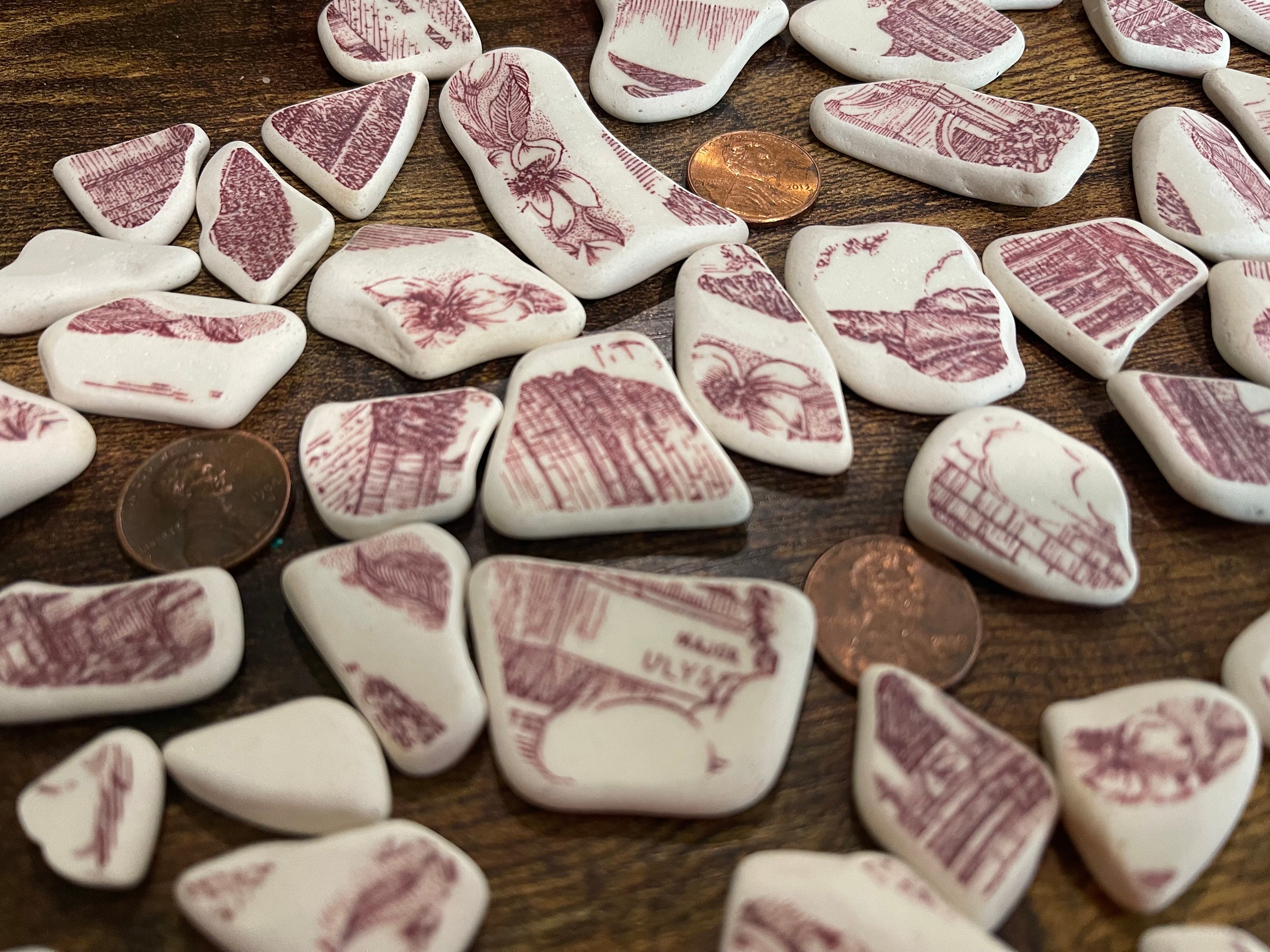 Homemade Red and White Sea Pottery 40 Pieces Sea Pottery - Etsy