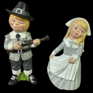 Vintage Ceramic Pilgrim Couple, Vintage Thanksgiving Man and Woman, - Etsy