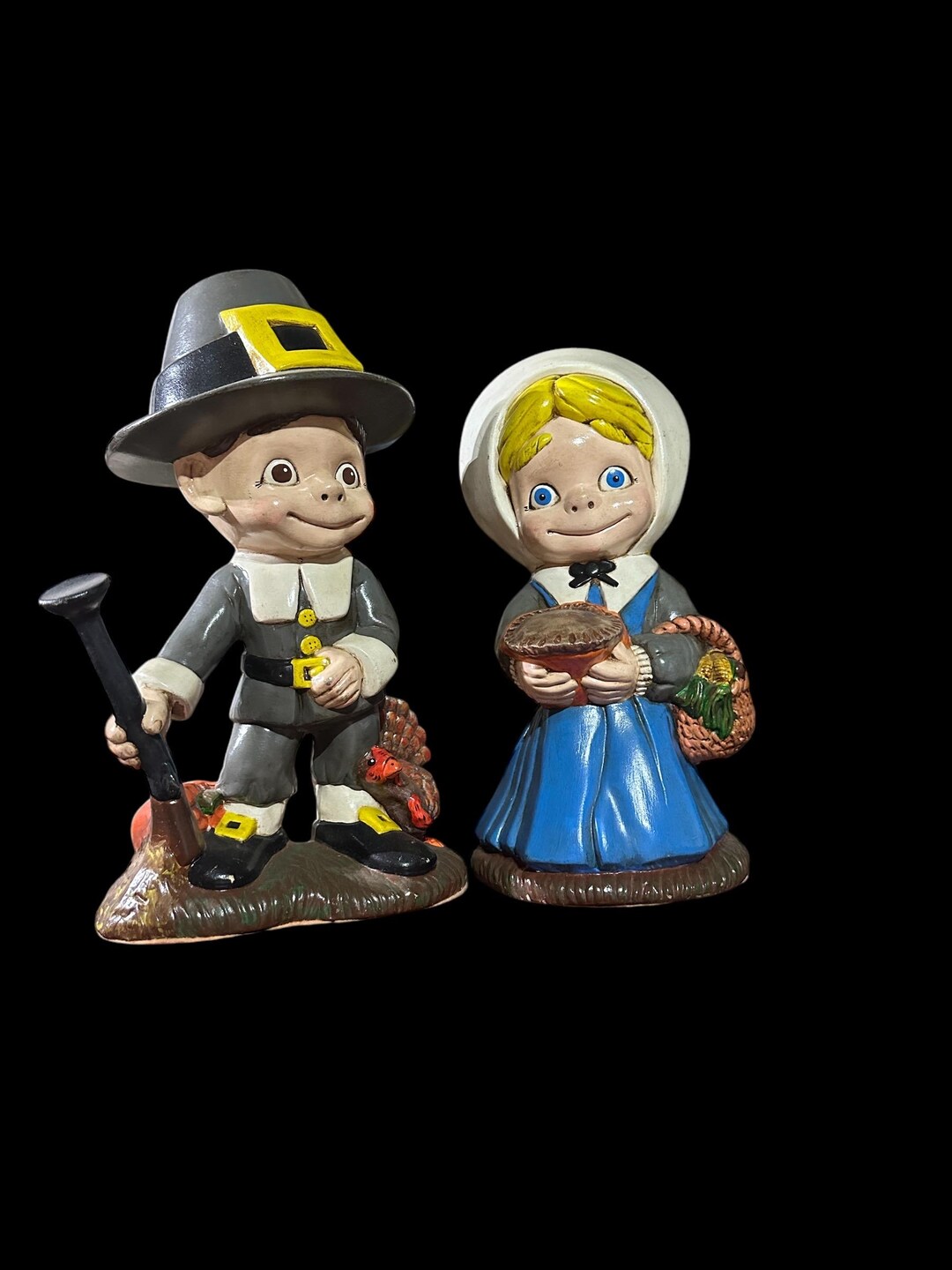 Vintage Ceramic Pilgrim Couple, Vintage Thanksgiving Man and Woman, - Etsy