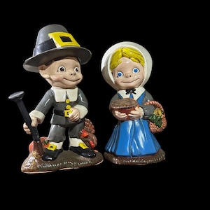 Vintage Ceramic Pilgrim Couple, Vintage Thanksgiving Man and Woman, - Etsy