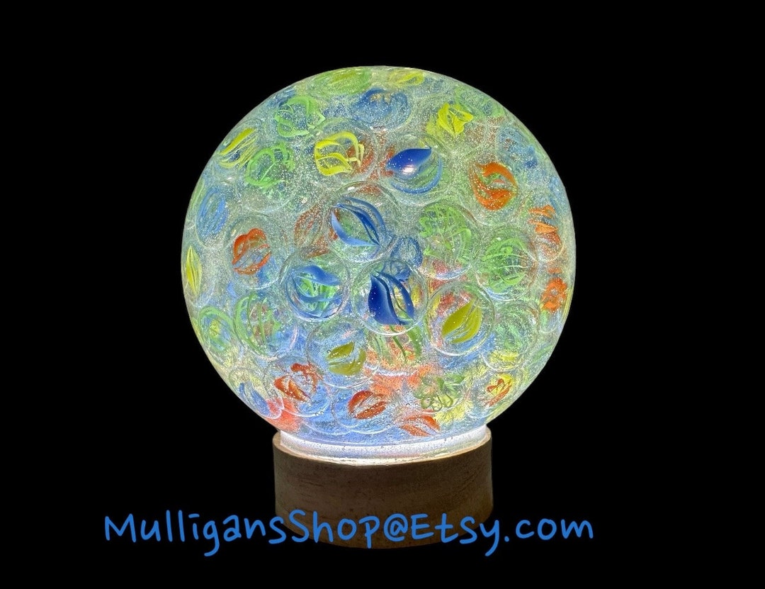 Resin Ball on LED Light Stand, Marbles in Ball Light, Paperweight, Gift ...