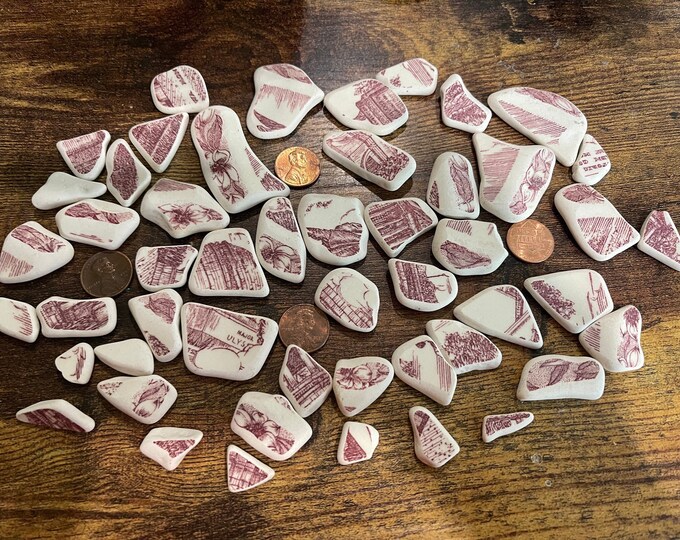 Homemade Red and White Sea Pottery, 40 Pieces Sea Pottery, Craft Sea ...