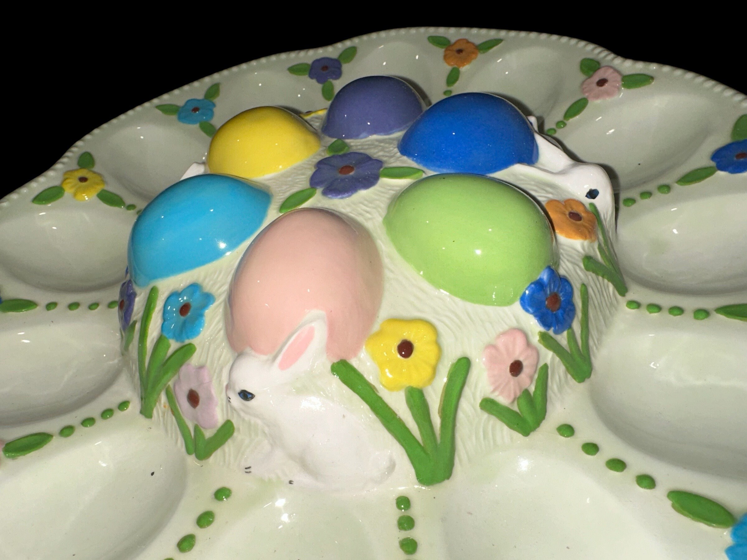 Vintage Ceramic Easter Deviled Egg Platter Easter Platter Easter Eggs 2728