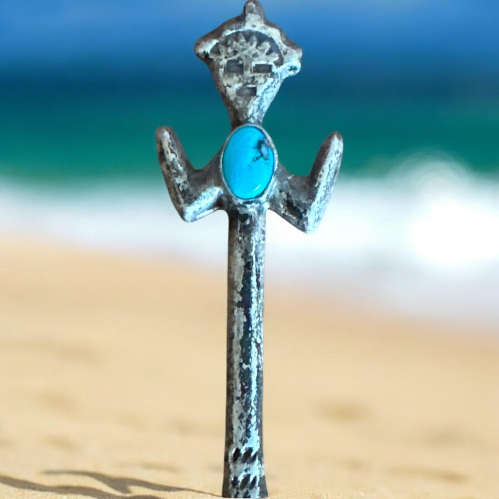 Native American Sterling Souvenir Spoon Signed FJ Sterling Silver With ...