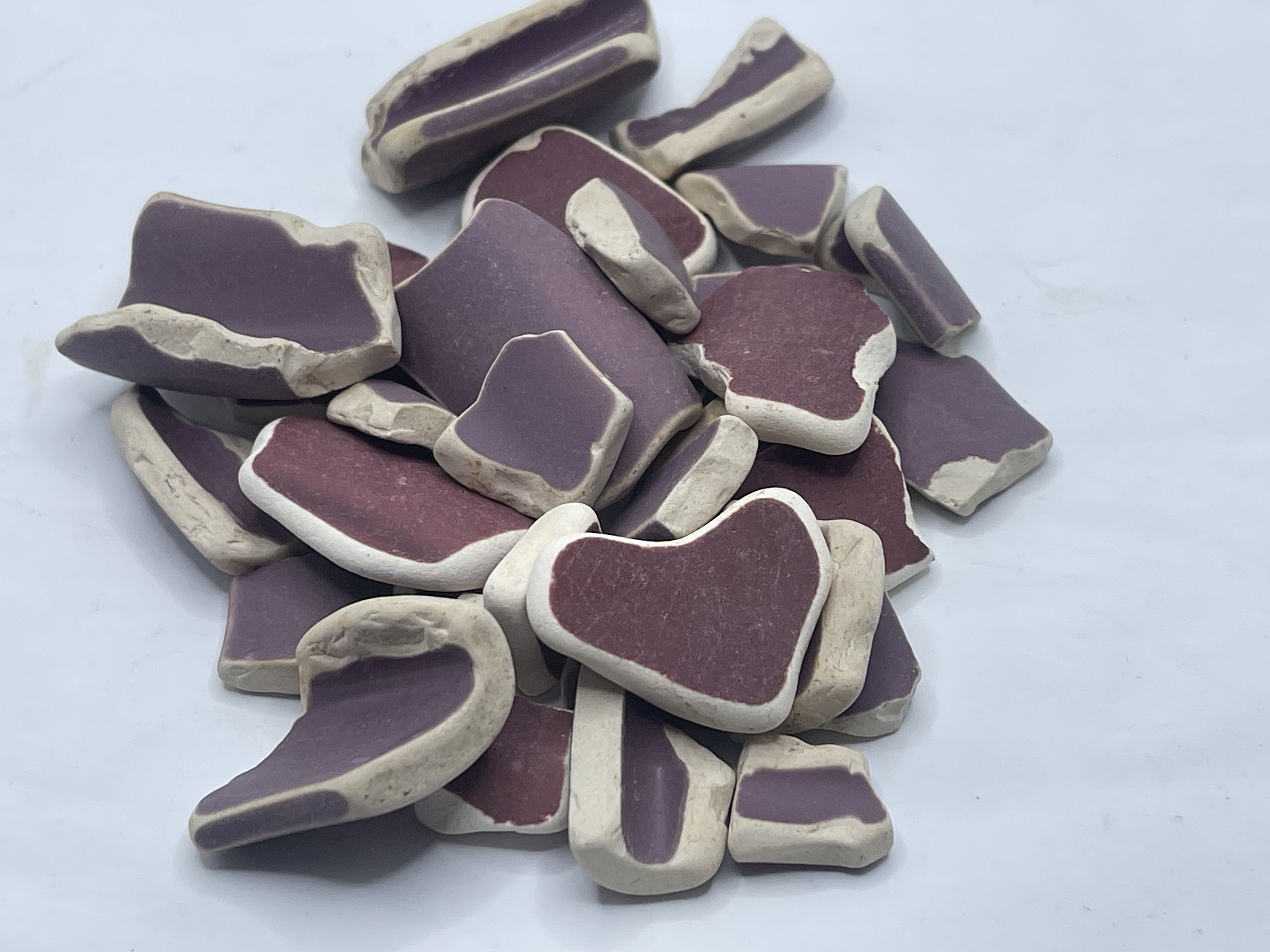 Bulk Sea Pottery, Beach Decor, Purple and White Sea Pottery, Purple Sea ...