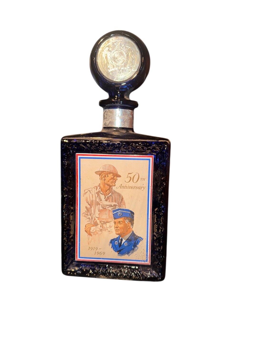 Vintage 1969 50th Anniversary Commemorative Glass Decanter Bottle 1919 ...