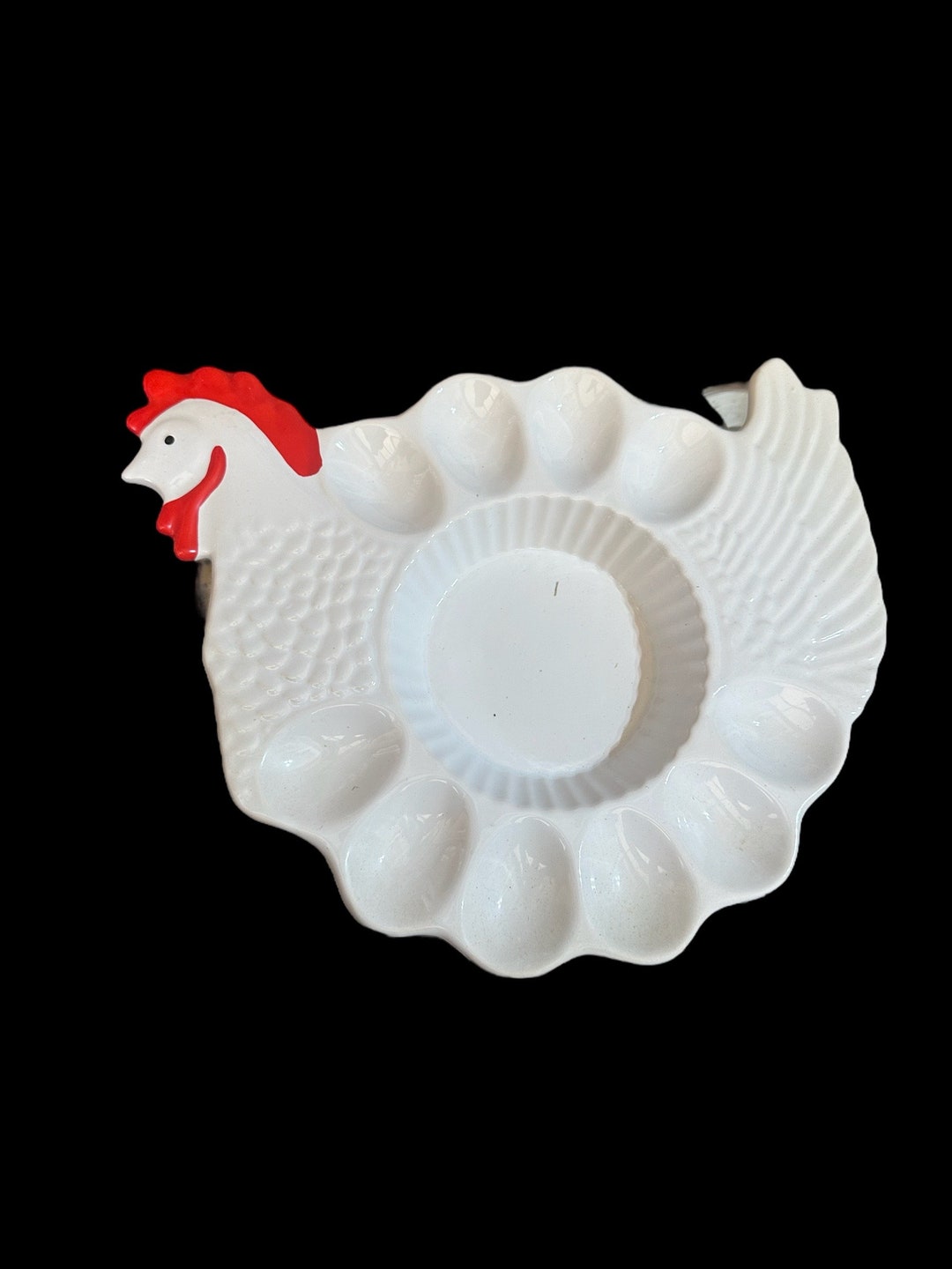 Deviled Egg Platter, Chicken Egg Platter, Milkglass Egg Platter, Glass ...