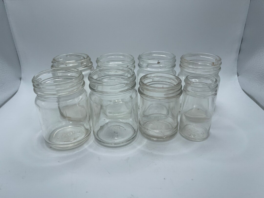Bulk Vintage Small Clear Glass Jars, Vintage Lander White Petroleum ...