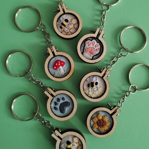 Mini Embroidered Keychain - Etsy