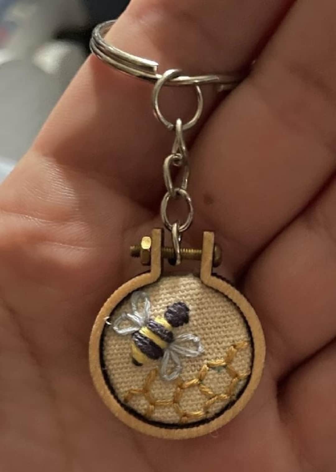 Mini Embroidered Keychain - Etsy