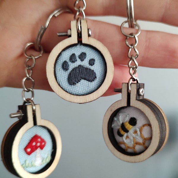 Embroidered Keychain - Etsy