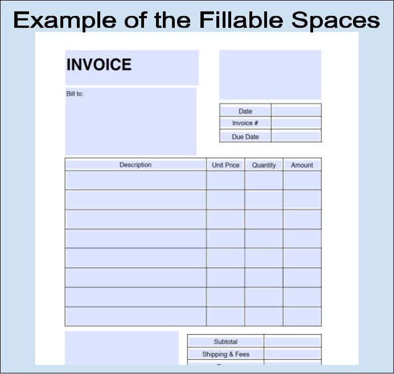 Form Fillable Invoice PDF - Etsy