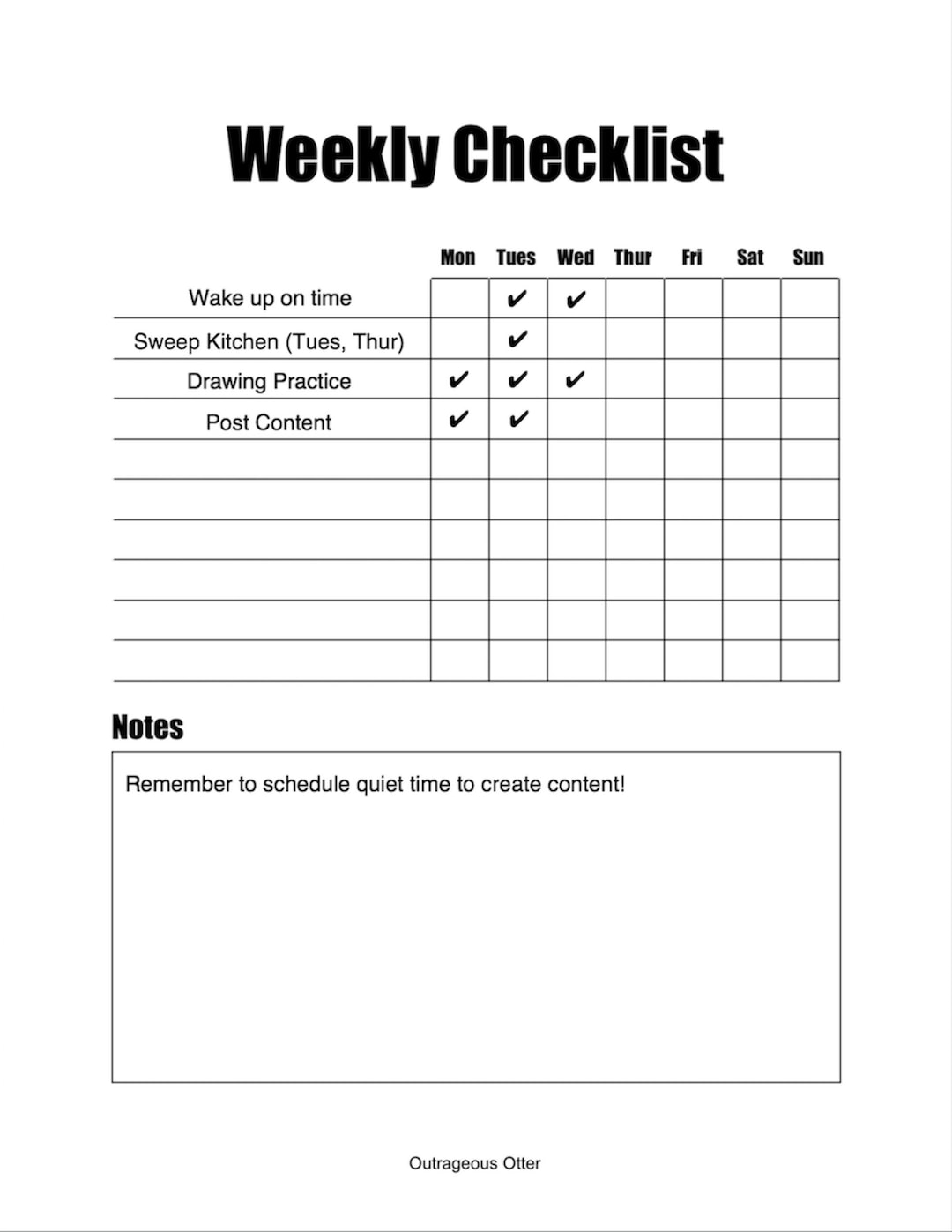 Weekly Checklist Fillable PDF - Etsy