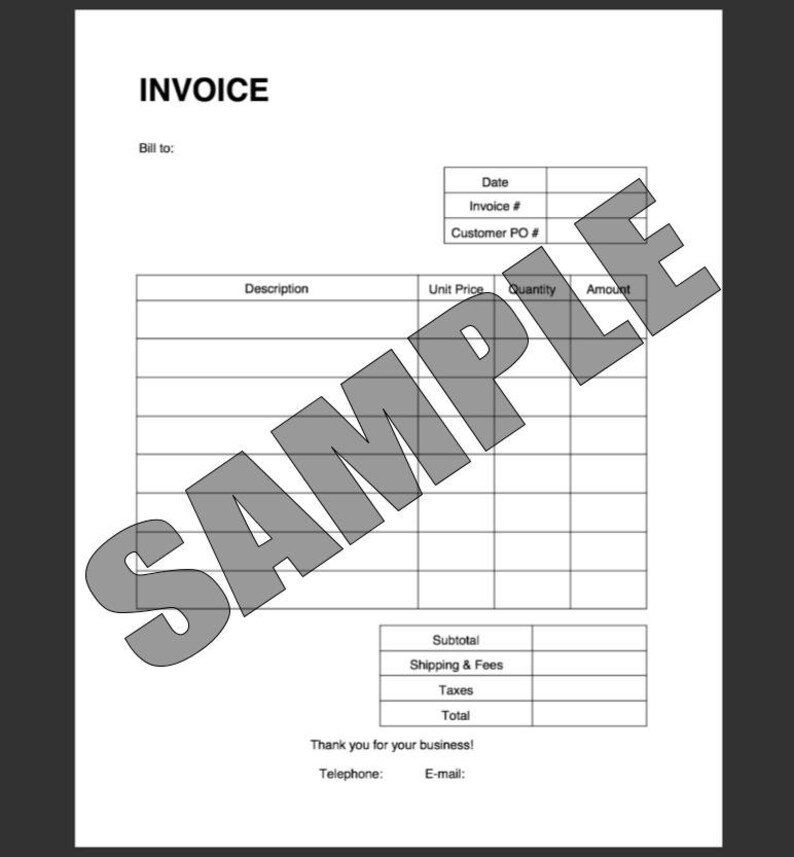 Form Fillable Invoice PDF - Etsy