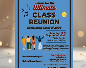 EDITABLE Class Reunion Invitation | Instant Printable Download ...