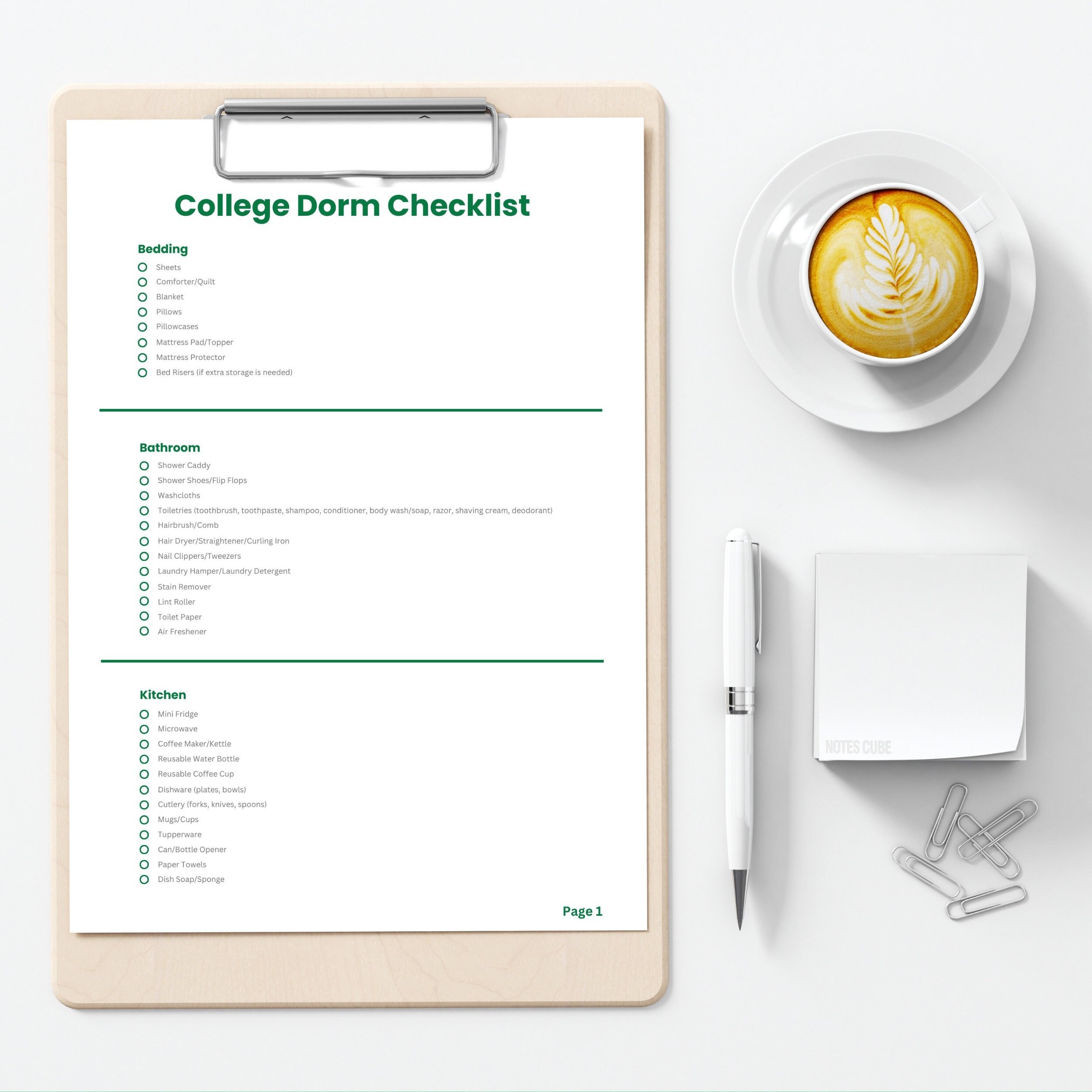 College Dorm Checklist: Printable Dorm Essentials List (digital ...