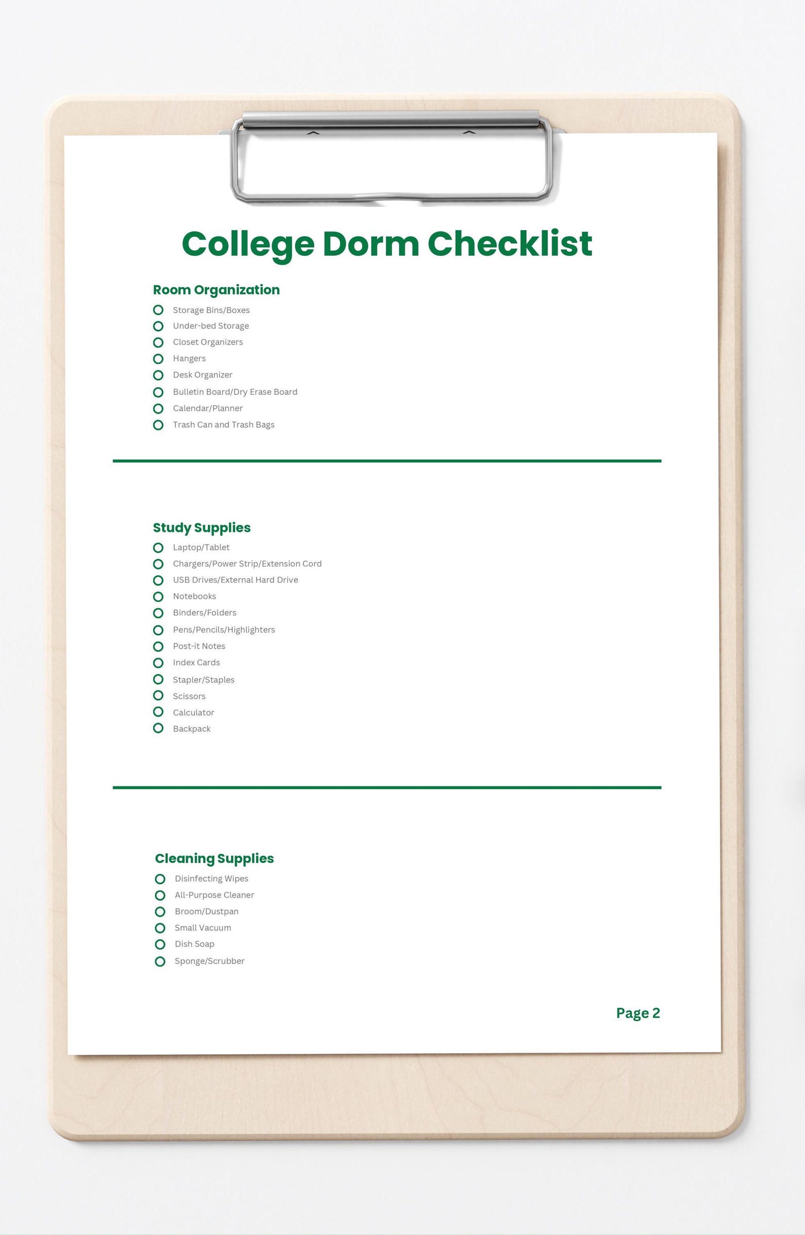 College Dorm Checklist: Printable Dorm Essentials List (digital ...