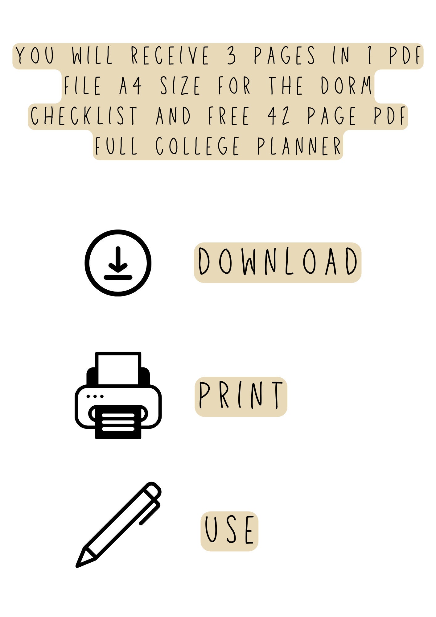 College Dorm Checklist: Printable Dorm Essentials List (digital ...