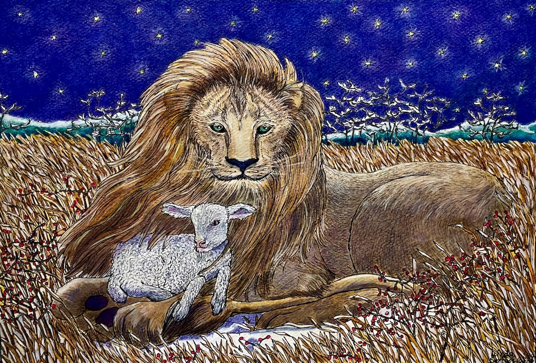 Lion and Lamb Christmas Card Sets, Peace on Earth - Etsy
