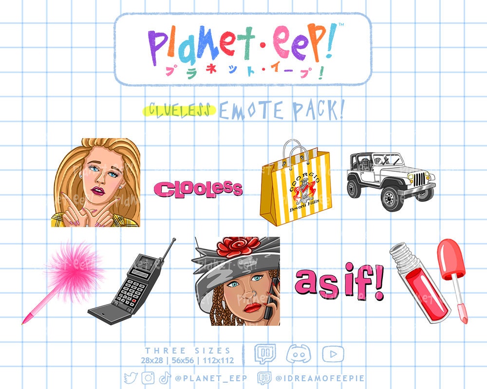 Clueless Emotes | as If | Fuzzy Pen | 90s Nostalgia | Twitch Emotes ...