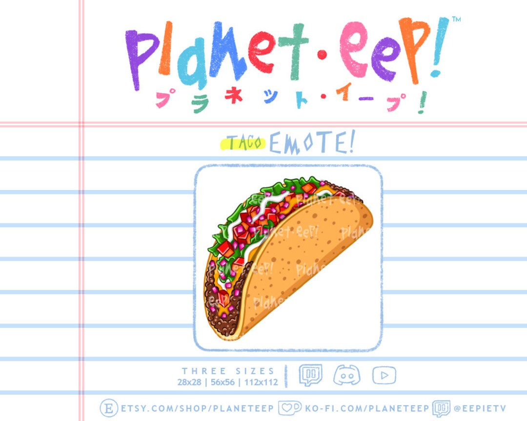 Taco Emote | Hard Shell Taco Emote | Food Emote | Twitch Emote ...