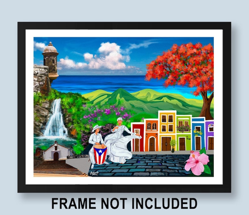 Puerto Rico Art Print: Caribbean Island Collage, Giclée Landscape - Etsy