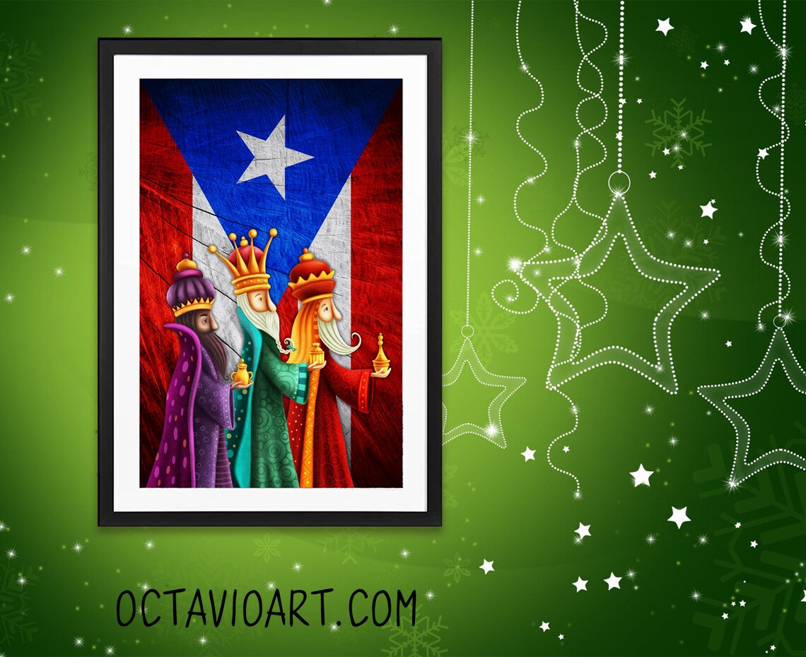 Three Kings Giclée Print: Puerto Rico Flag Art, Reyes Magos (not Framed ...