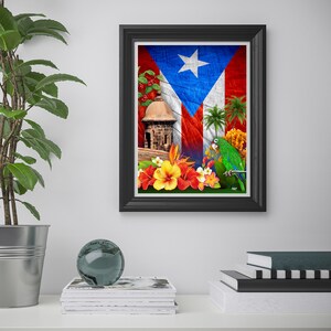 Puerto Rico Flag Collage Print Icons Puerto Rico Island Giclée Puerto ...