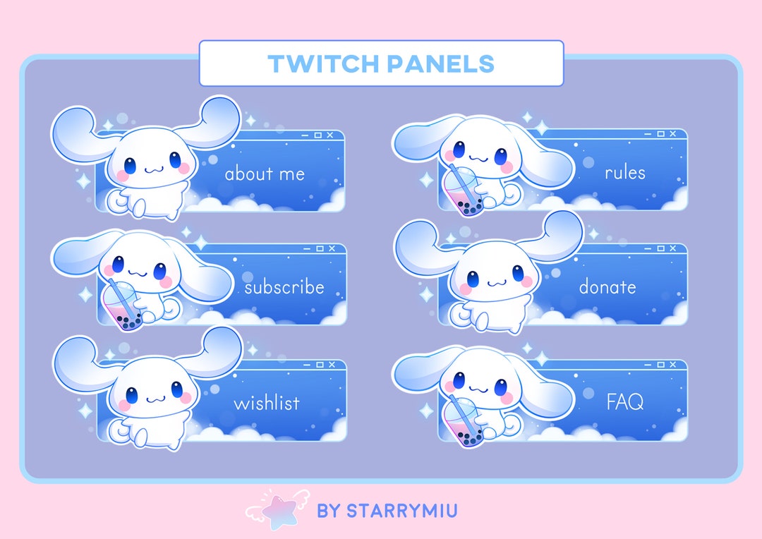 Kawaii Blue Cinnamon Bunny Twitch Panels - Etsy