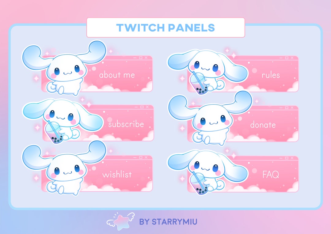 Kawaii Pink Cinnamon Bunny Twitch Panels - Etsy