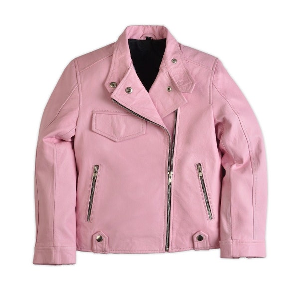 Pink Leather Jacket - Etsy
