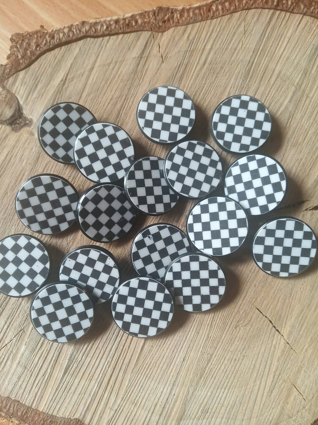 17 Black and White Checkered Buttons ,rare Black Button,black Sweater ...