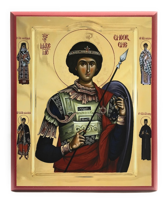 Orthodox Icon of St. George With St. Nectarios St. Spyridon | Etsy