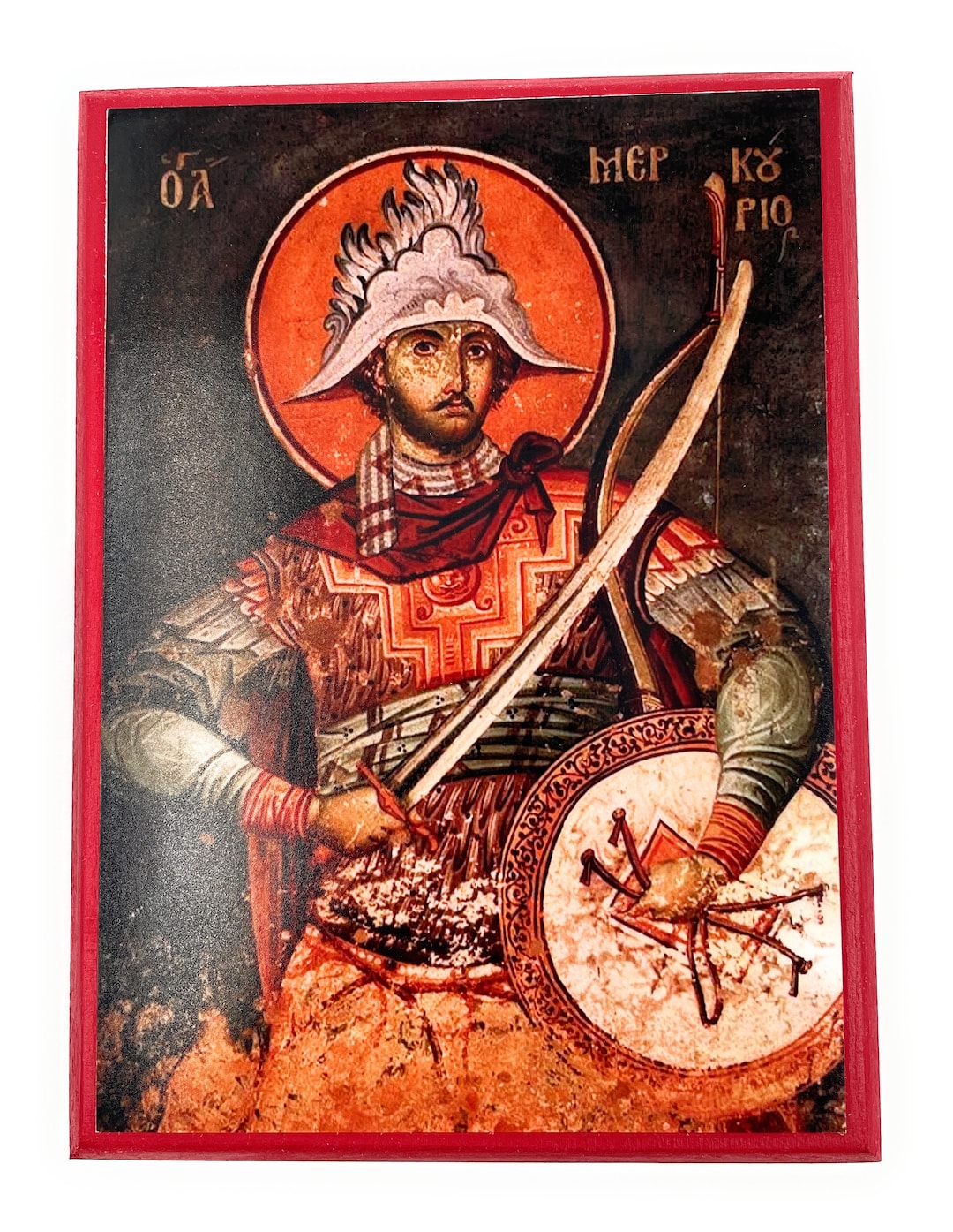 Orthodox Icon of the Holy Martyr Philopater Mercurius, on Poplar Wood ...
